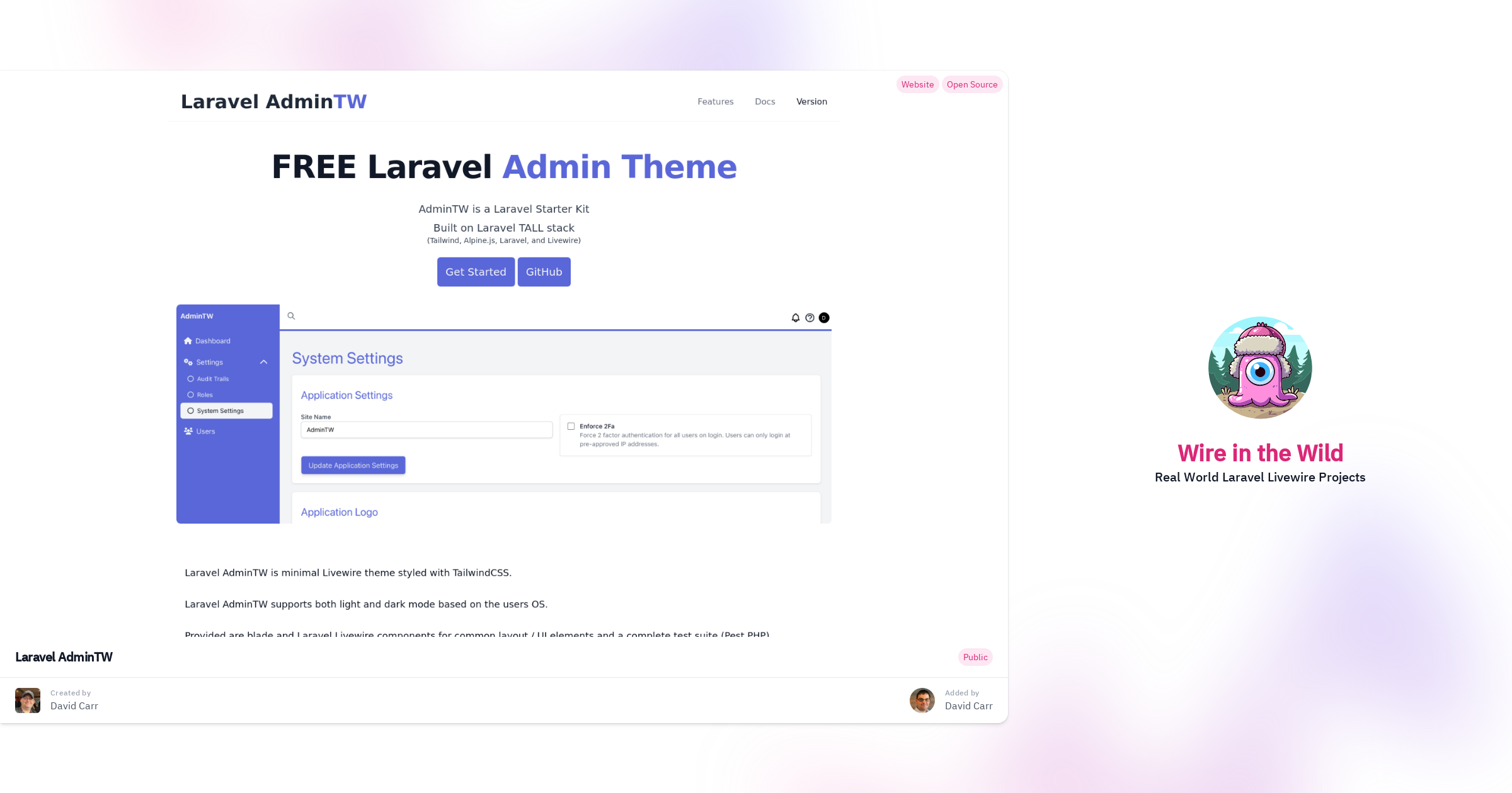 Laravel AdminTW | Wire in the Wild