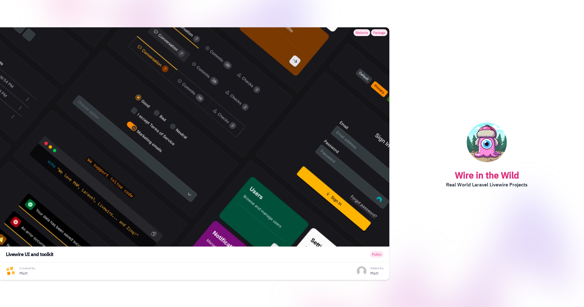 Livewire UI and toolkit | Wire in the Wild